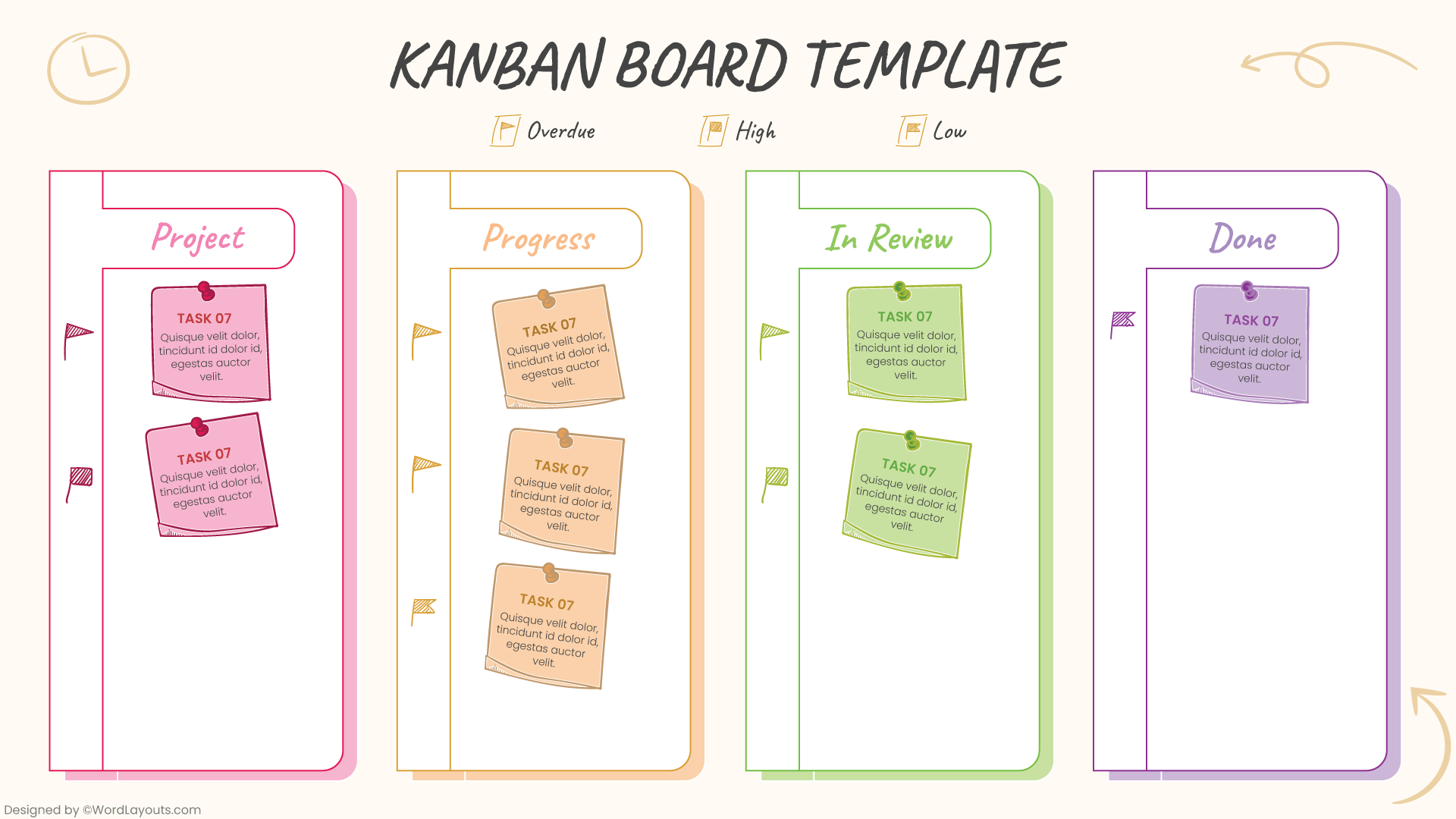 Visual Sticky Note Kanban Template - WordLayouts