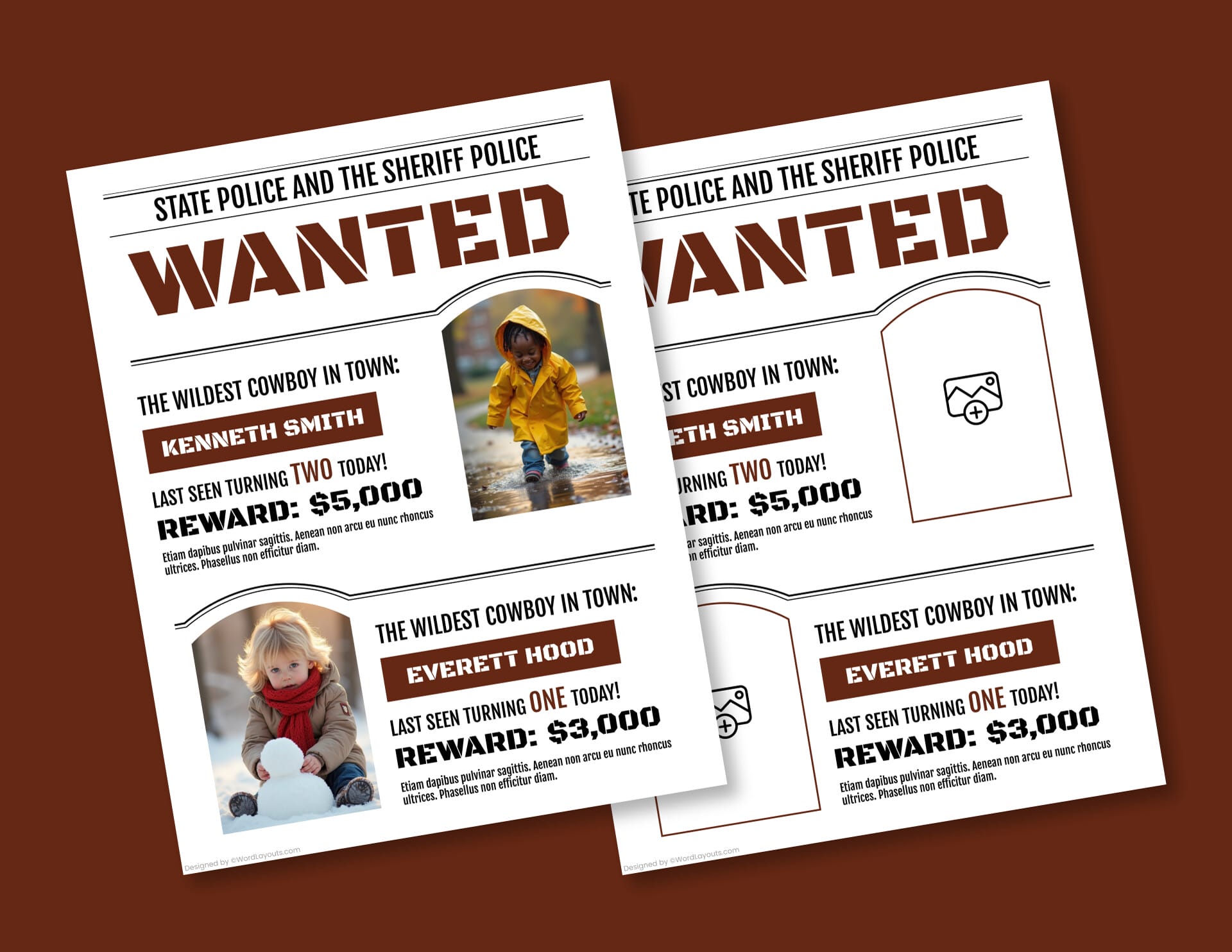 Wild West Kids Wanted Poster Template - WordLayouts