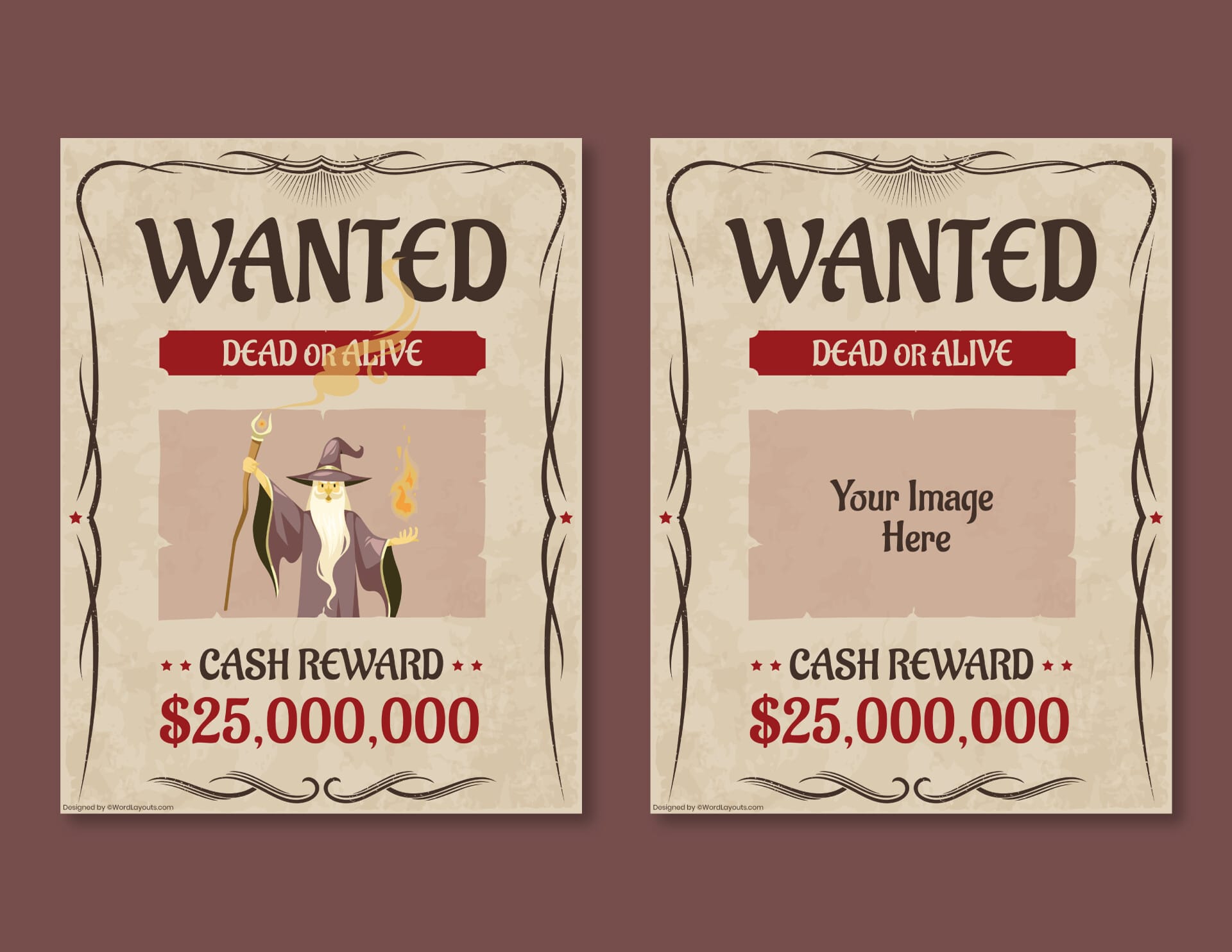 Wizard Wanted Poster Template - WordLayouts