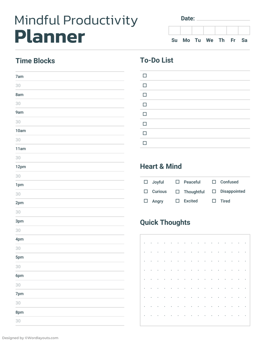 Elegant Daily Timeline Planner Template - WordLayouts