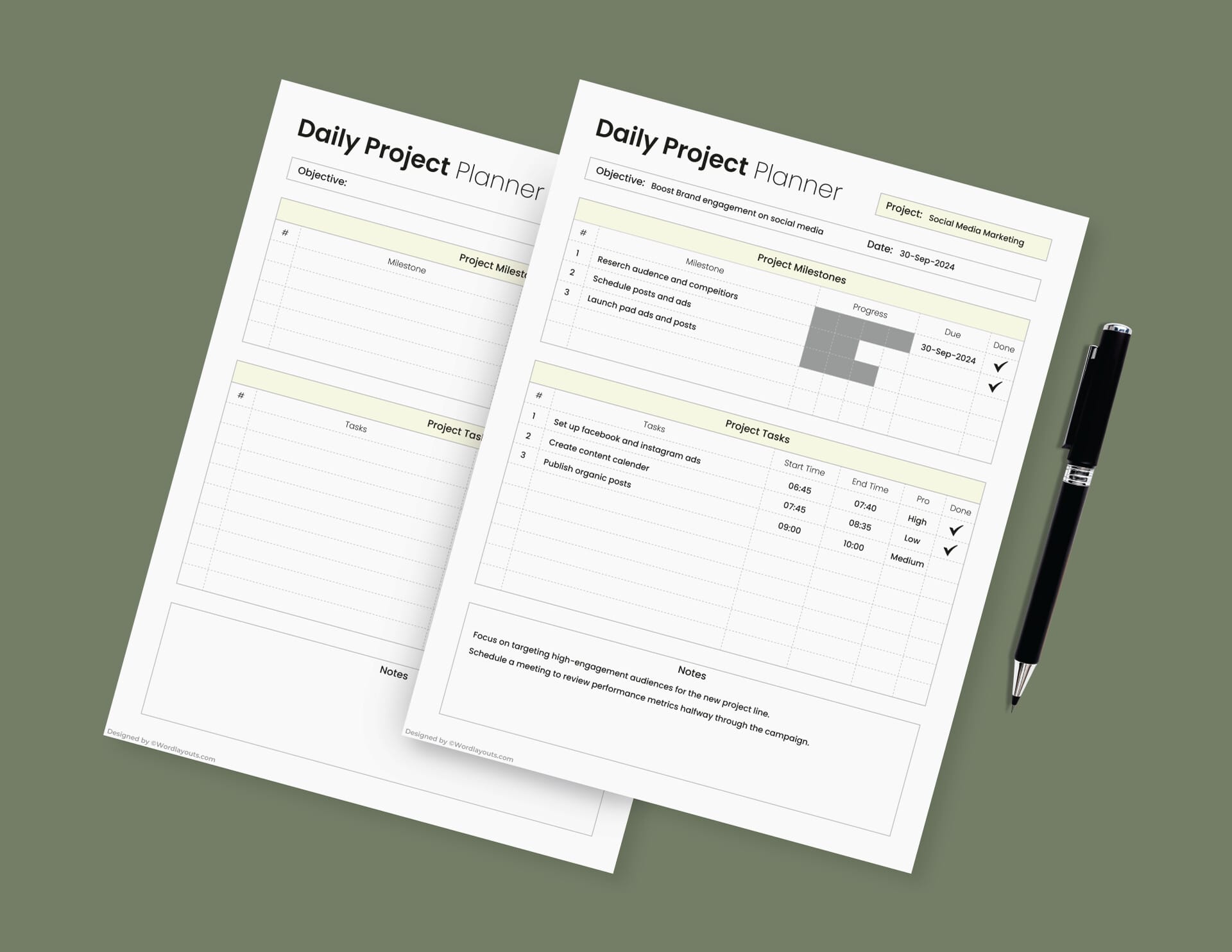 Botanical Elegance Daily Planner - WordLayouts