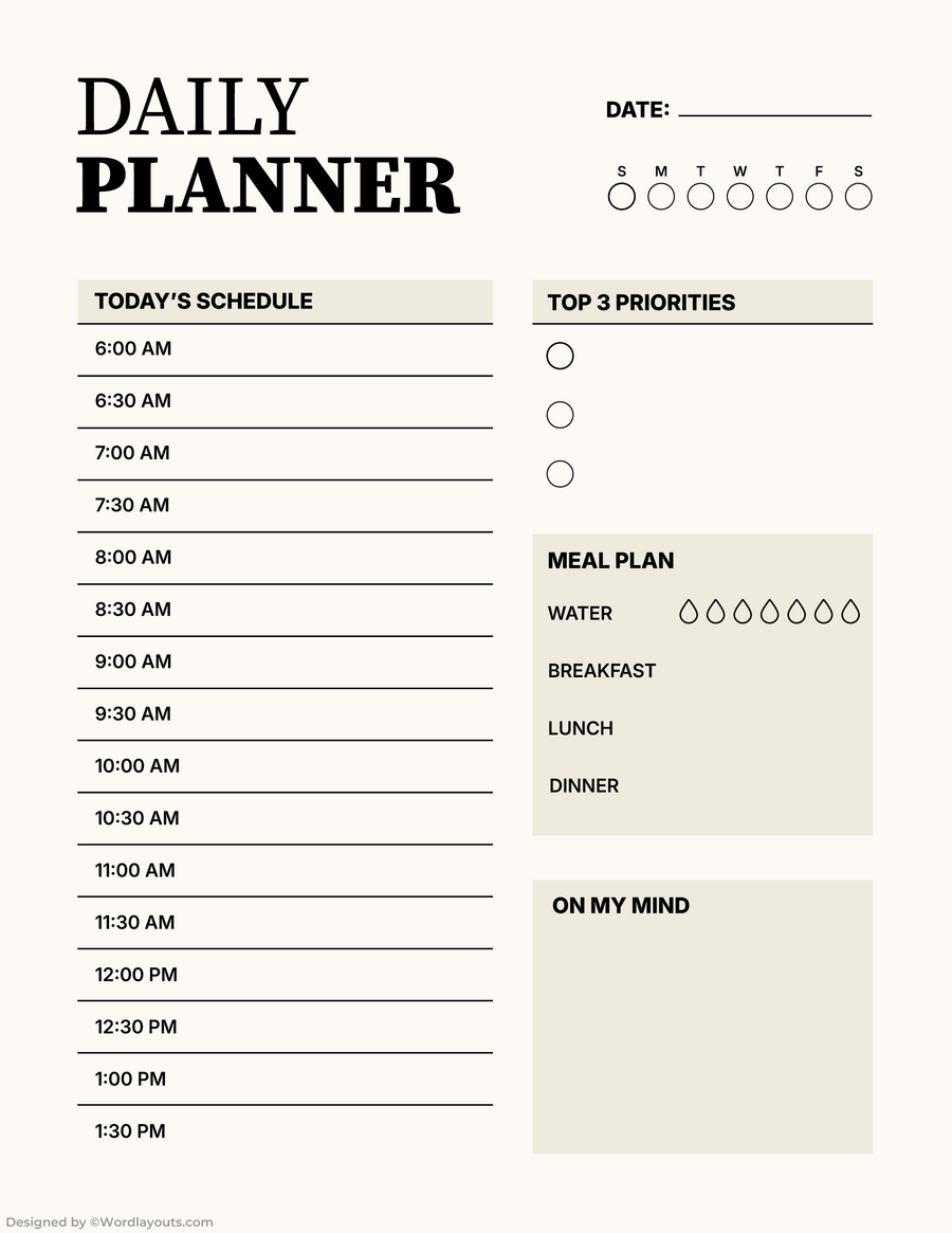 Botanical Elegance Daily Planner - WordLayouts