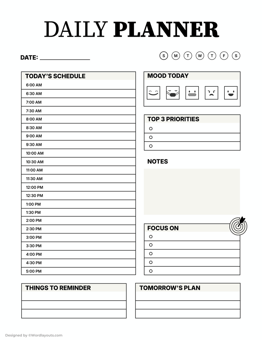 Mission-Driven Daily Planner Template - WordLayouts