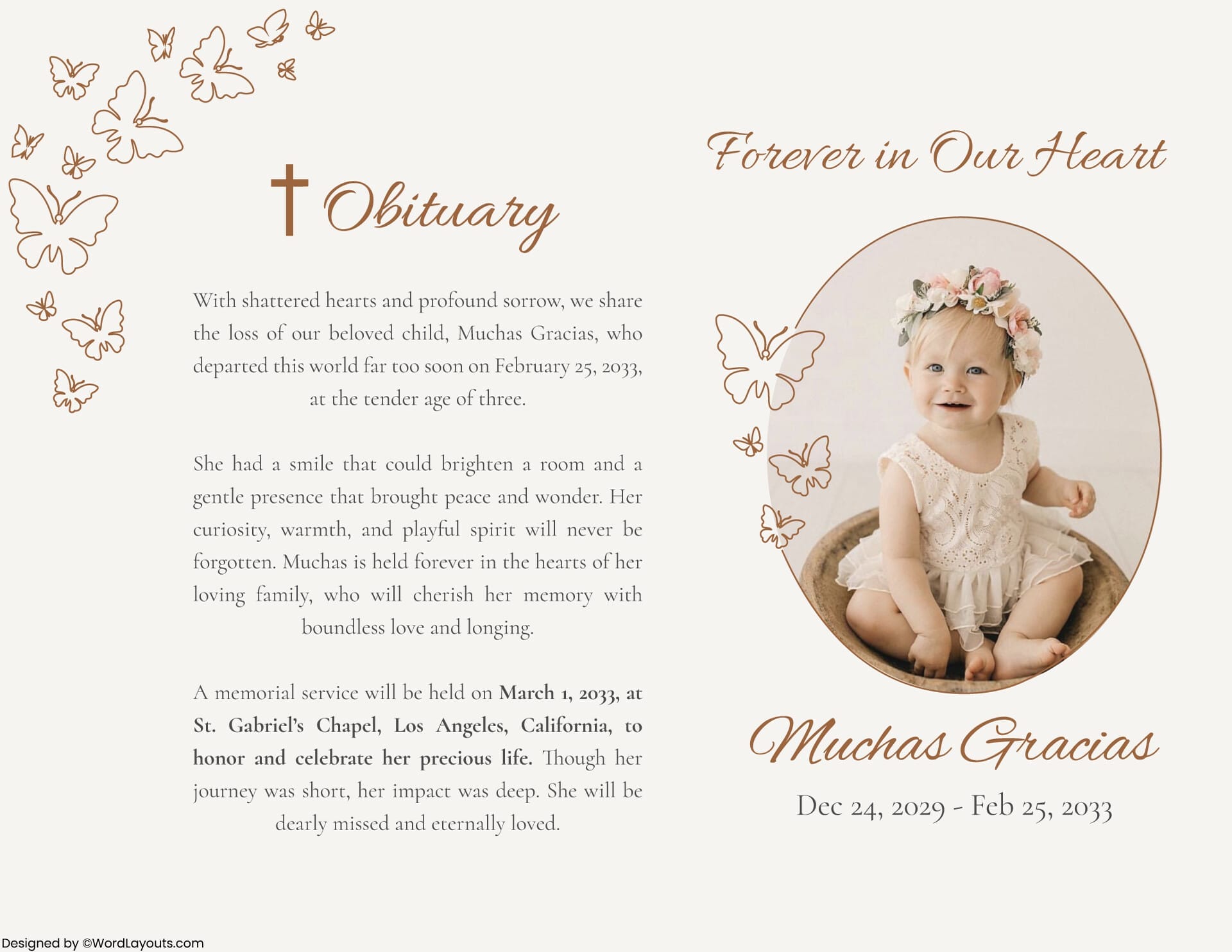 A Gentle Farewell Obituary Template - WordLayouts