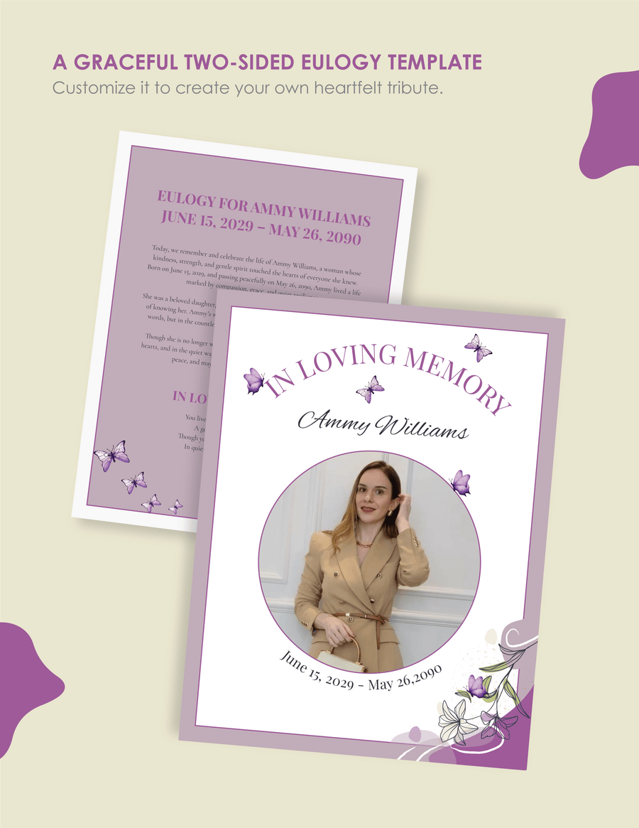 A Life Remembered Eulogy Template - WordLayouts