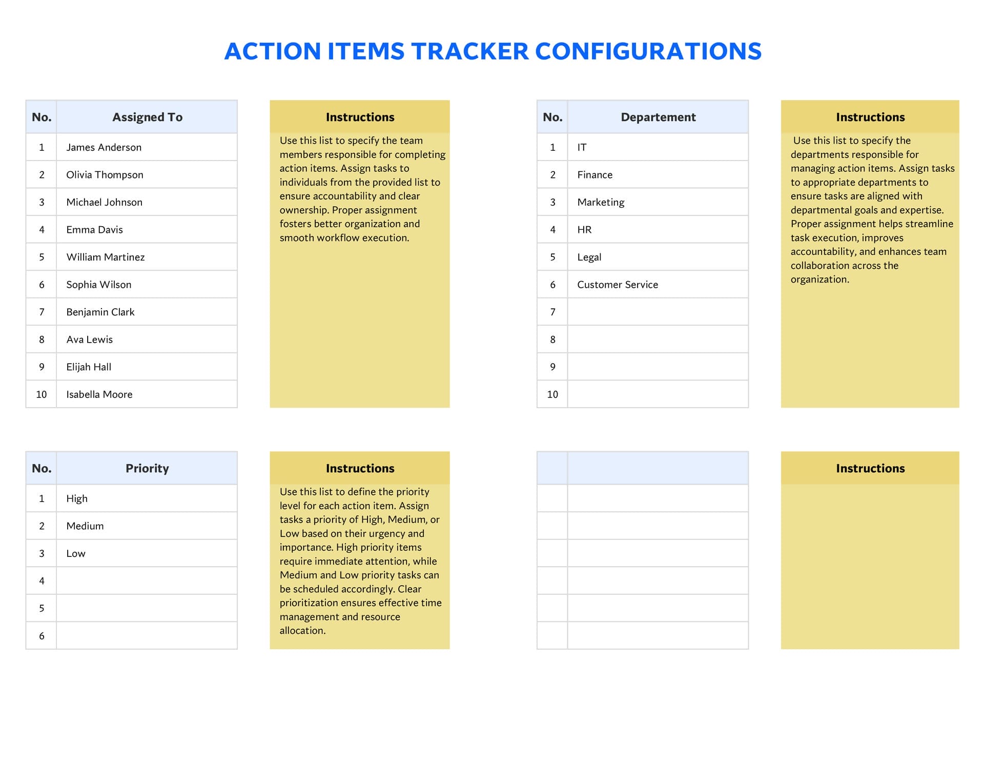 Action Items Tracker Template for Excel