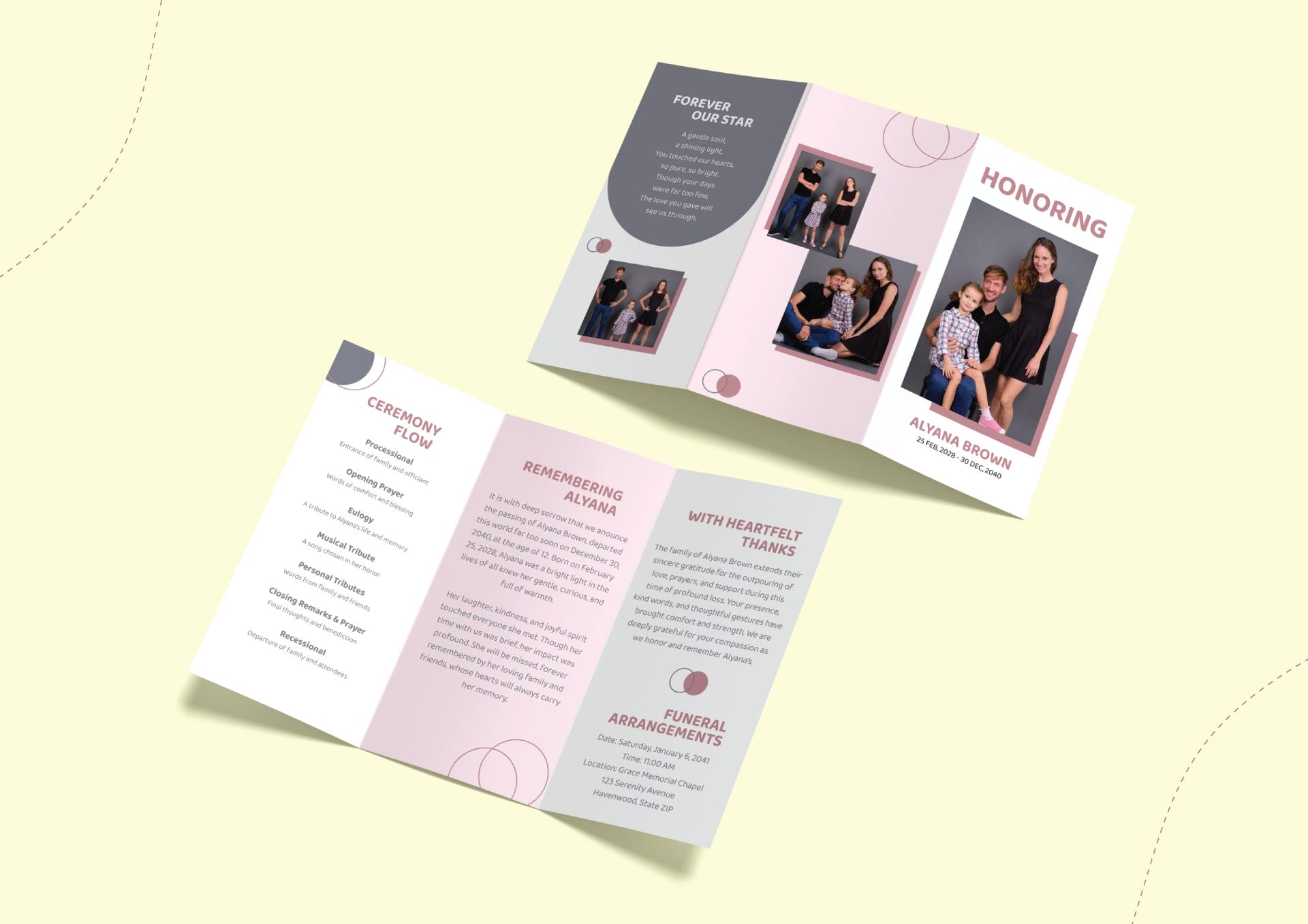 Memories of Life Funeral Program Template