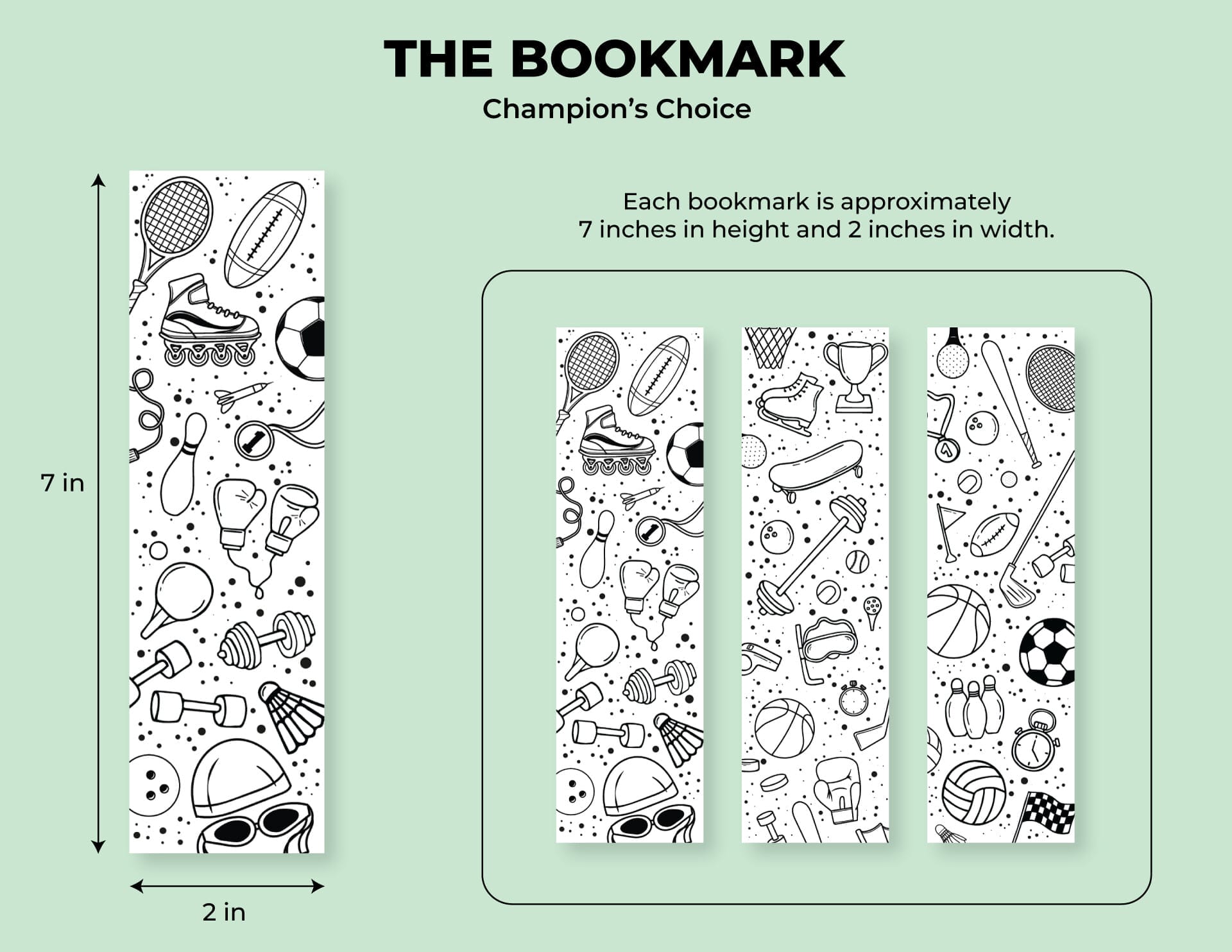 Sports and Fun Coloring Bookmark Template