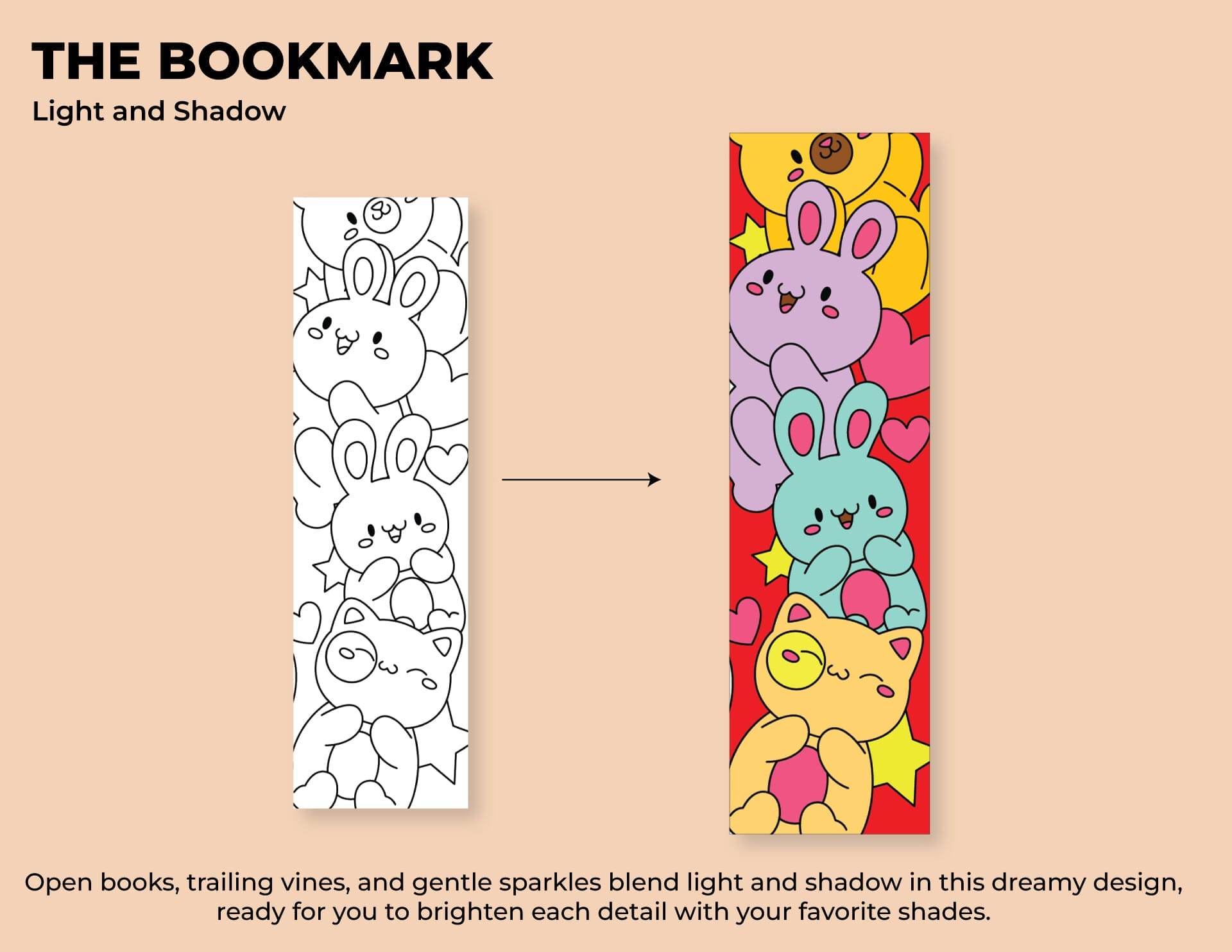 Cuddle Critters Coloring Bookmark Template