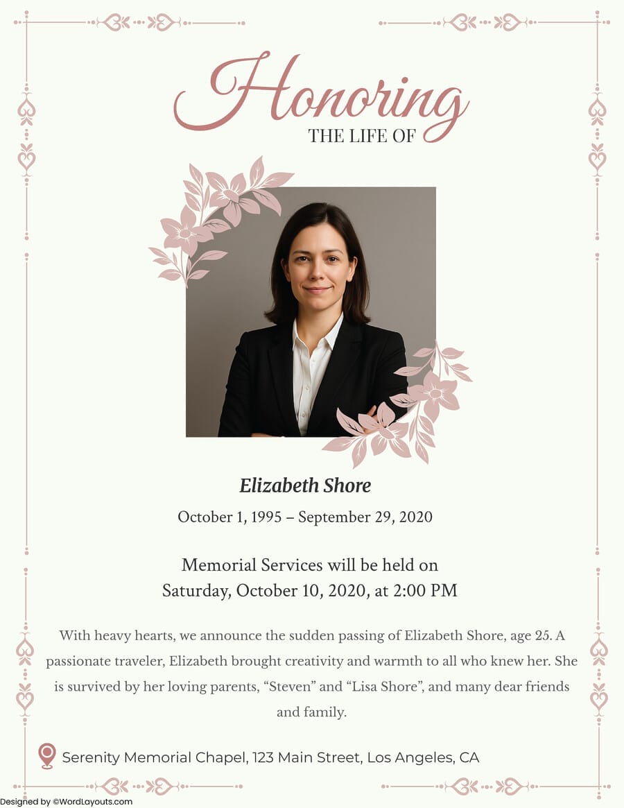 Ever Grace Obituary Template - WordLayouts