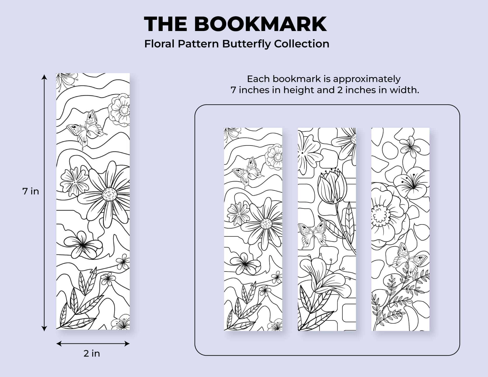 Floral Pattern Butterfly Bookmark Template - WordLayouts