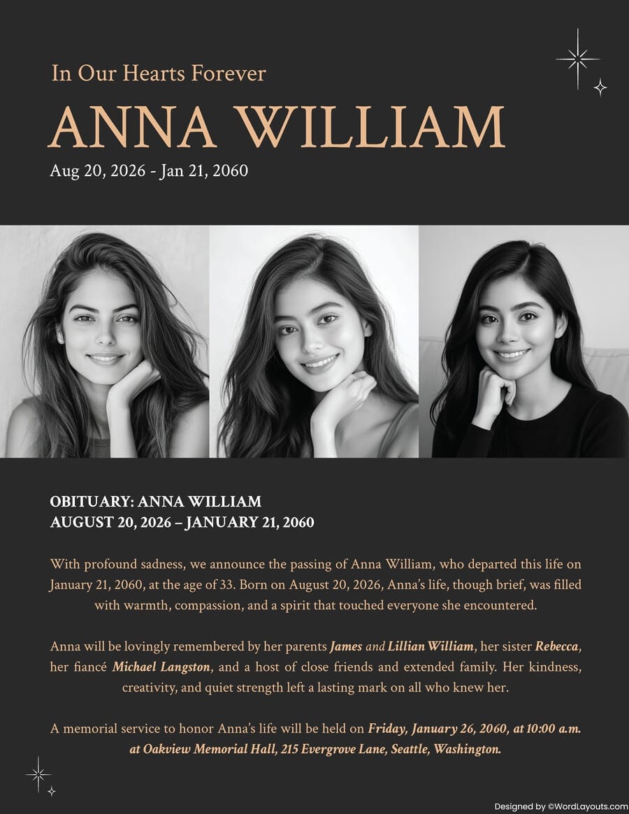 Forever in Grace Obituary Template - WordLayouts