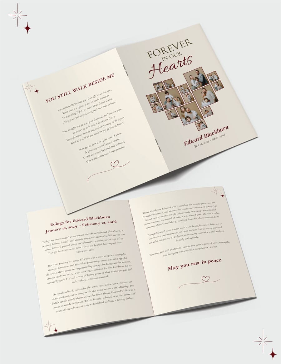 Forever In Our Heart Eulogy Template (Bi-Fold) - WordLayouts