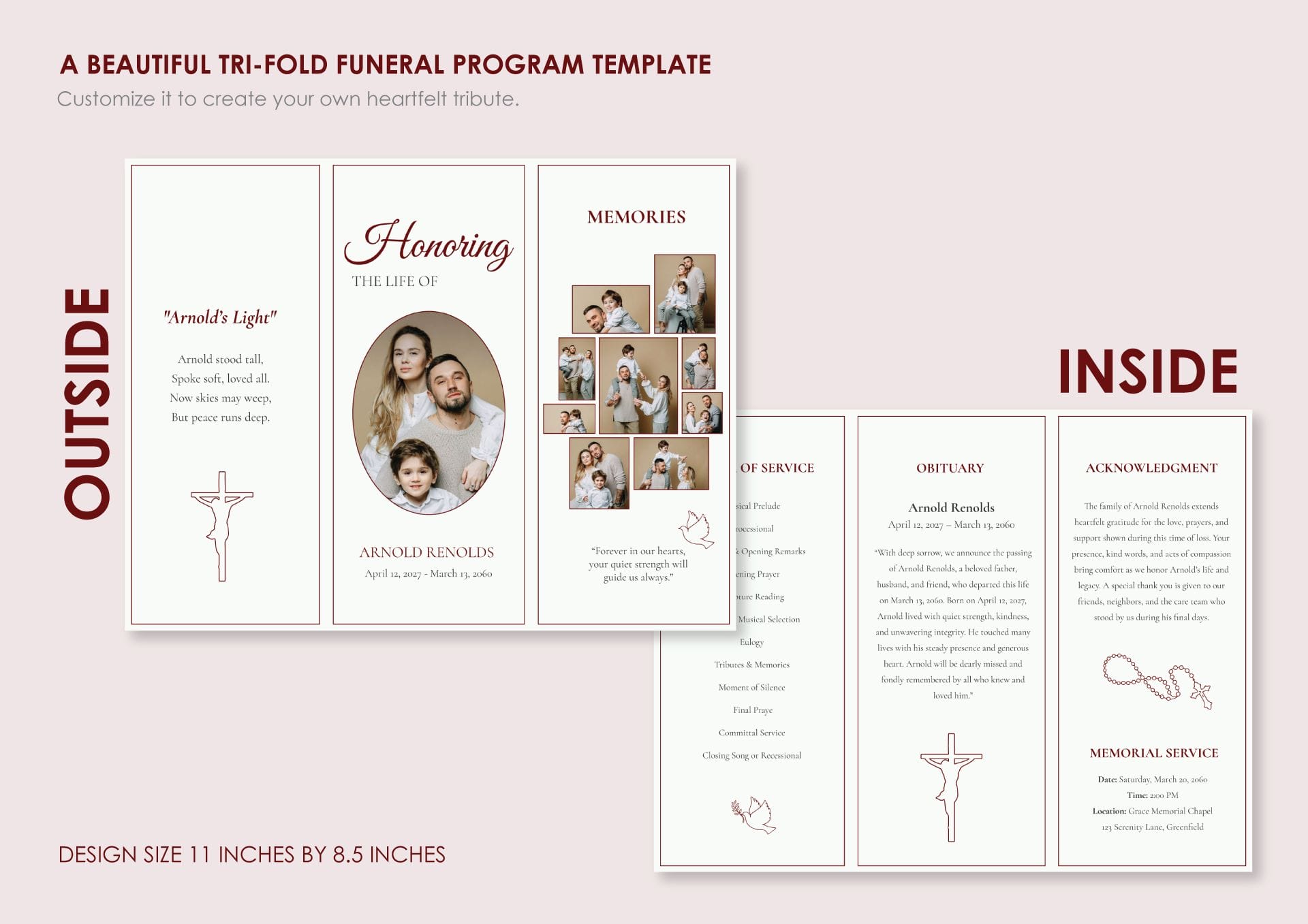 Honoring The Life Funeral Program Template - WordLayouts