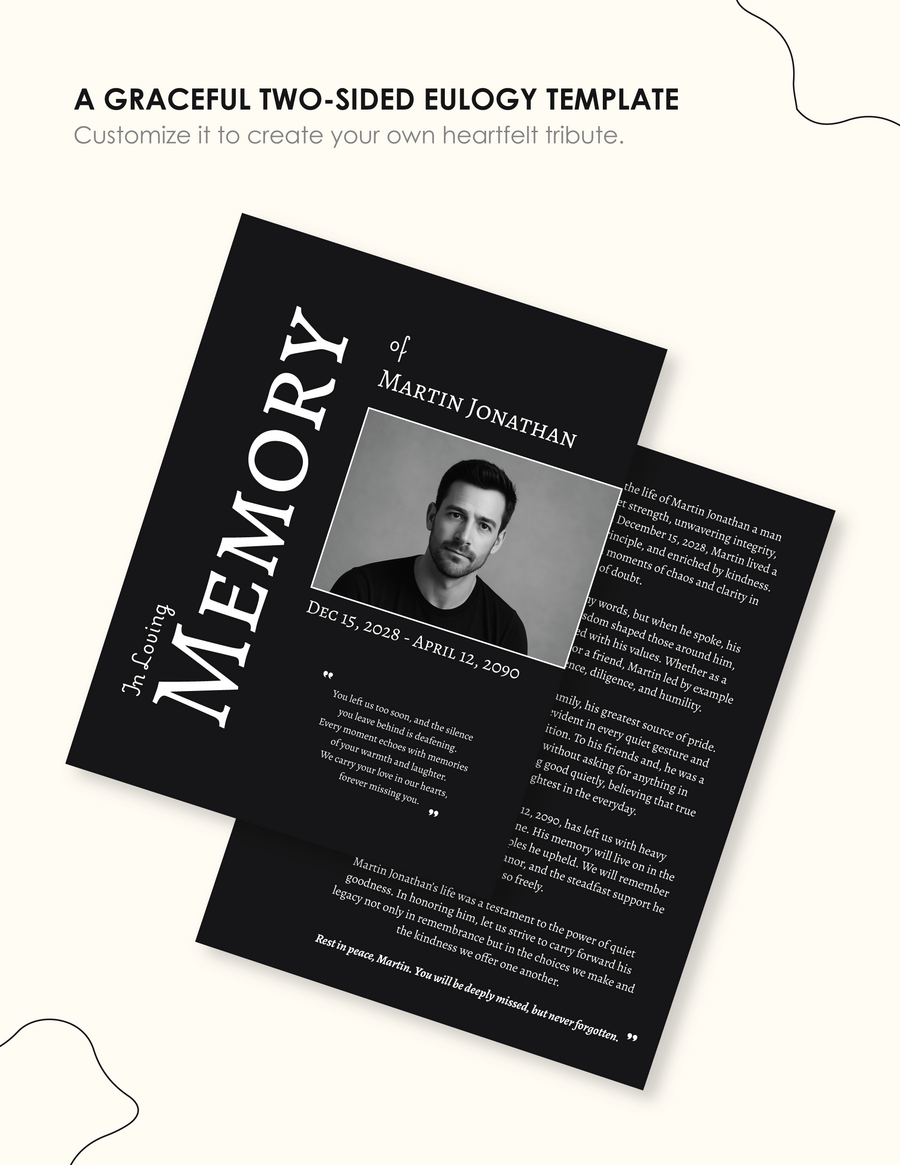 Eulogy Template for Brother (Front & Back) - WordLayouts