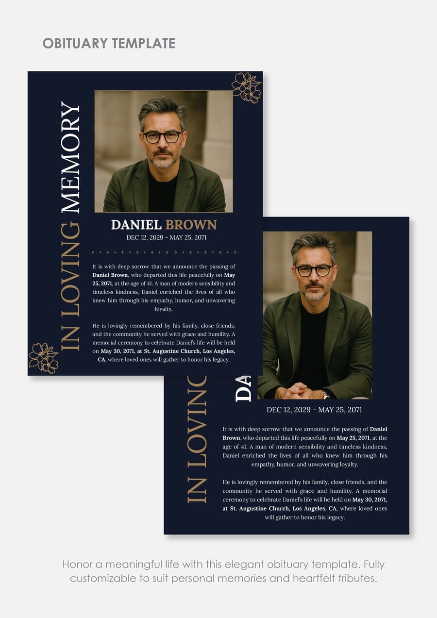 In Loving Memory Obituary Template - WordLayouts