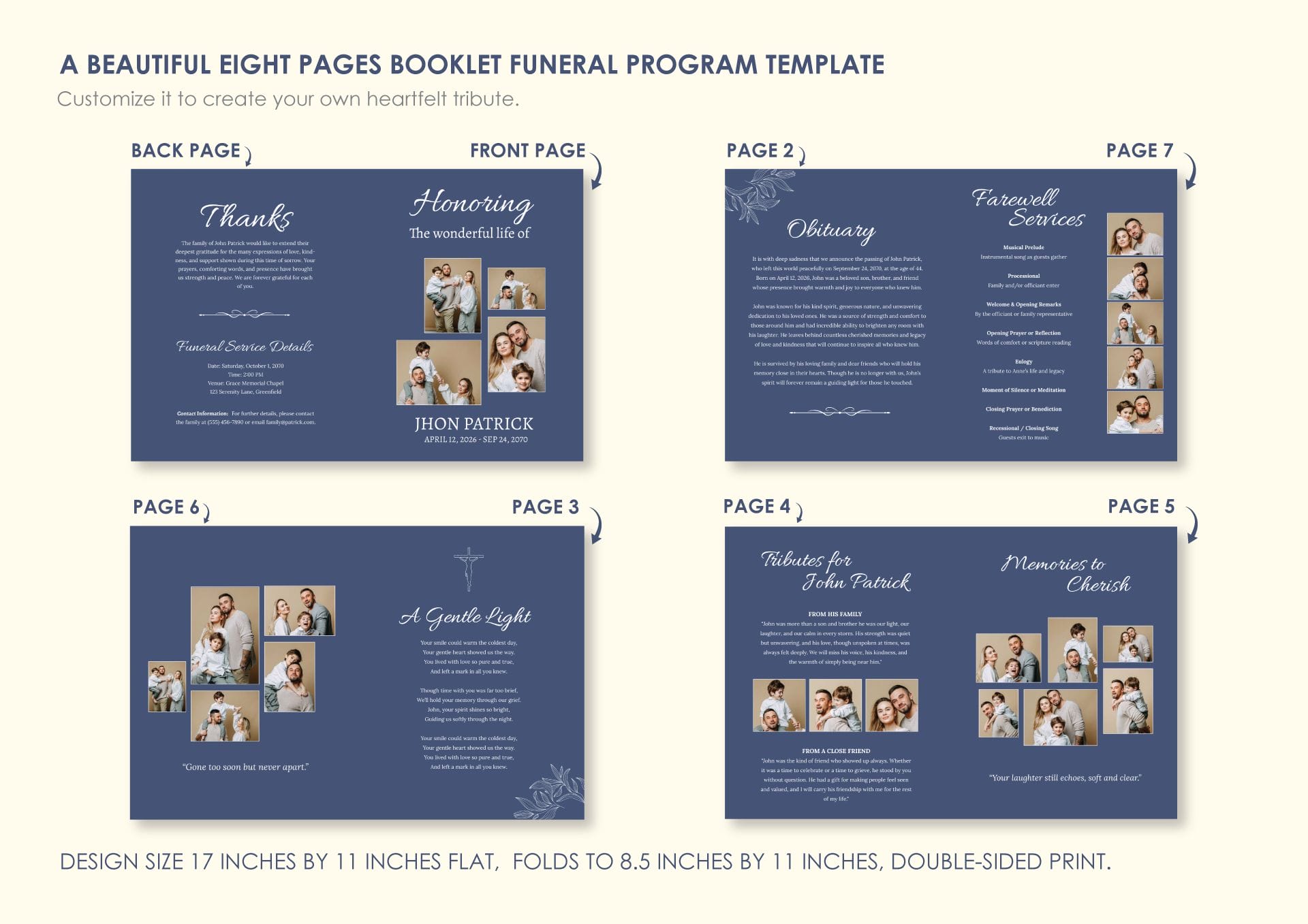 Memories to Cherish Funeral Program Template - WordLayouts