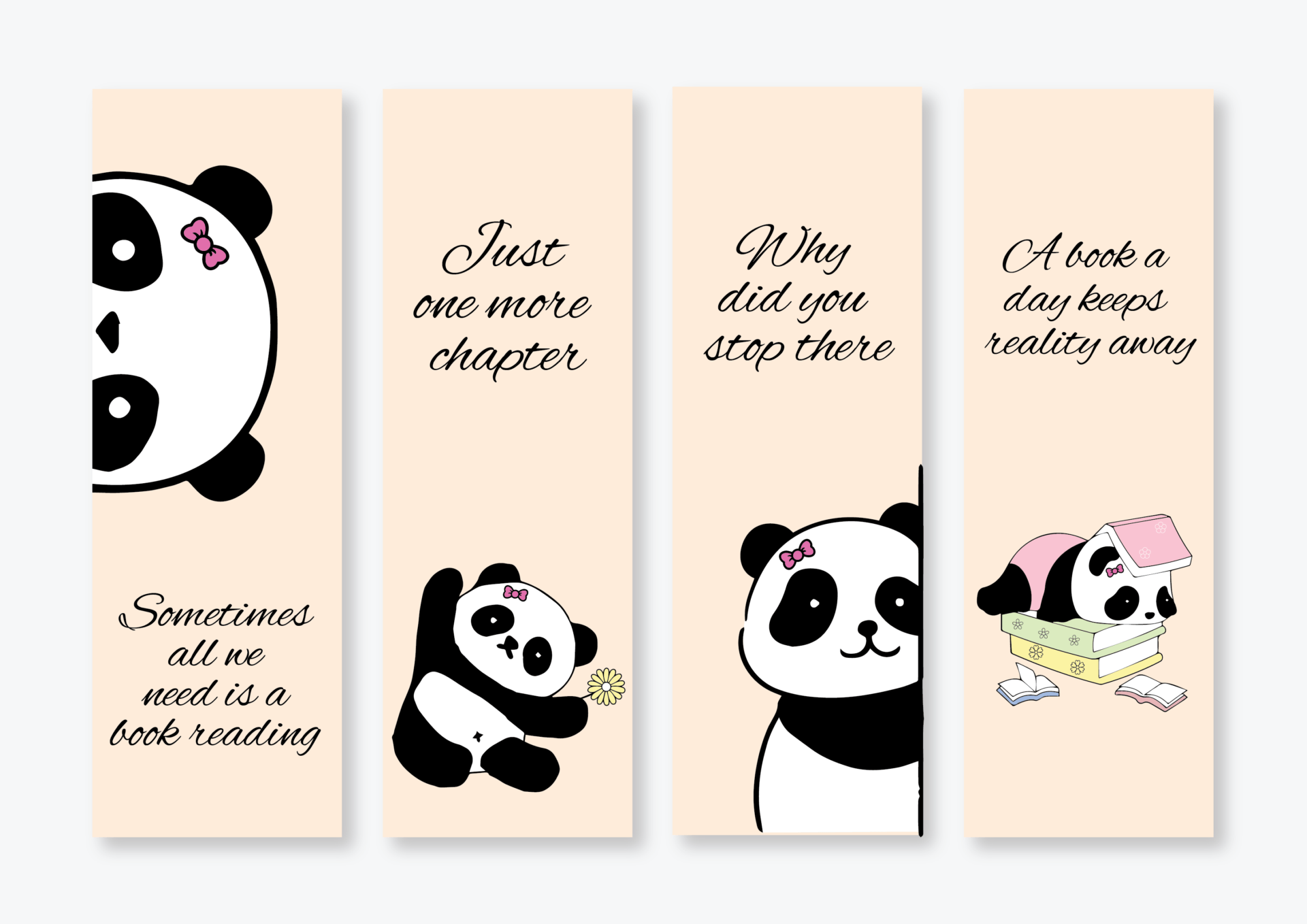 Panda Bookmark Template - WordLayouts