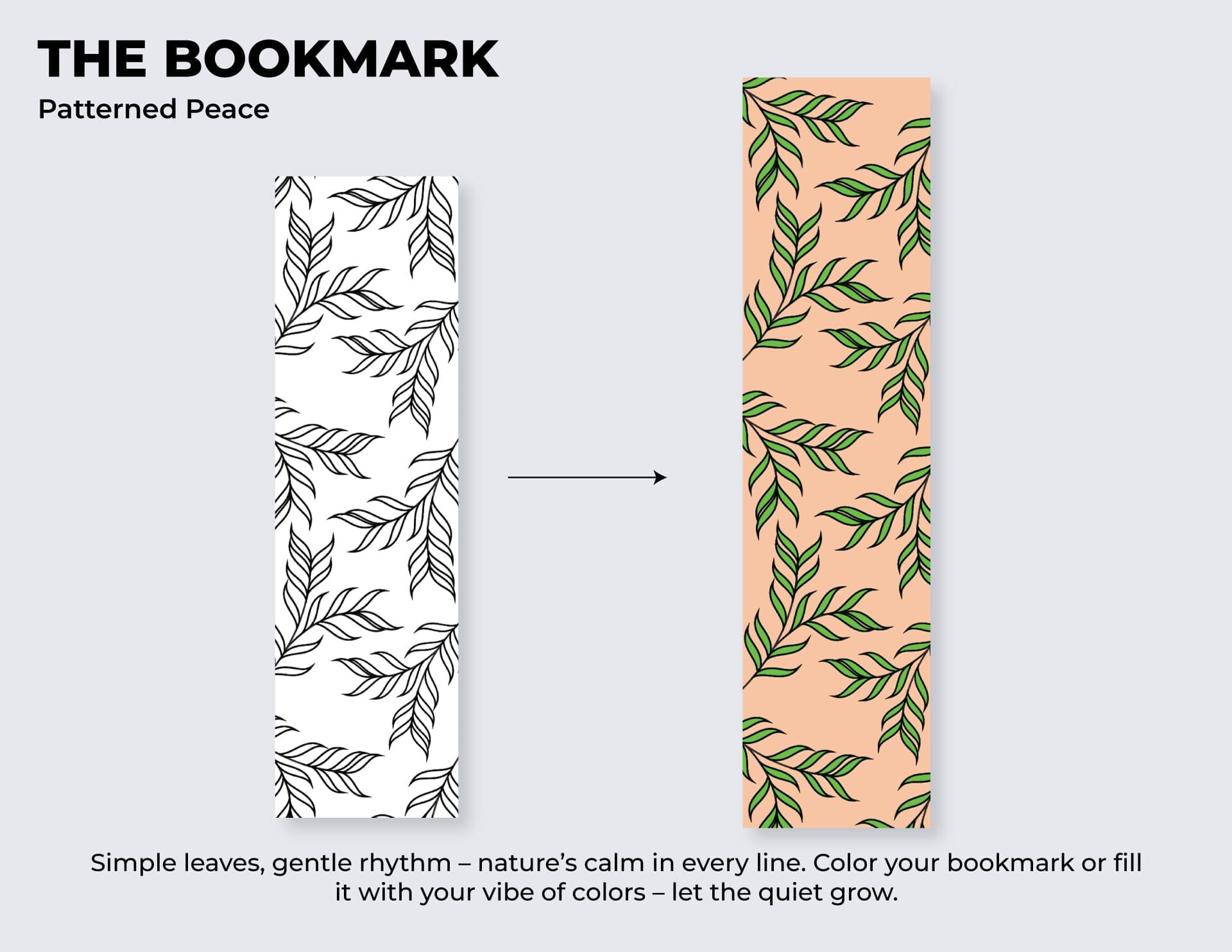 Patterned Peace Coloring Bookmark Template