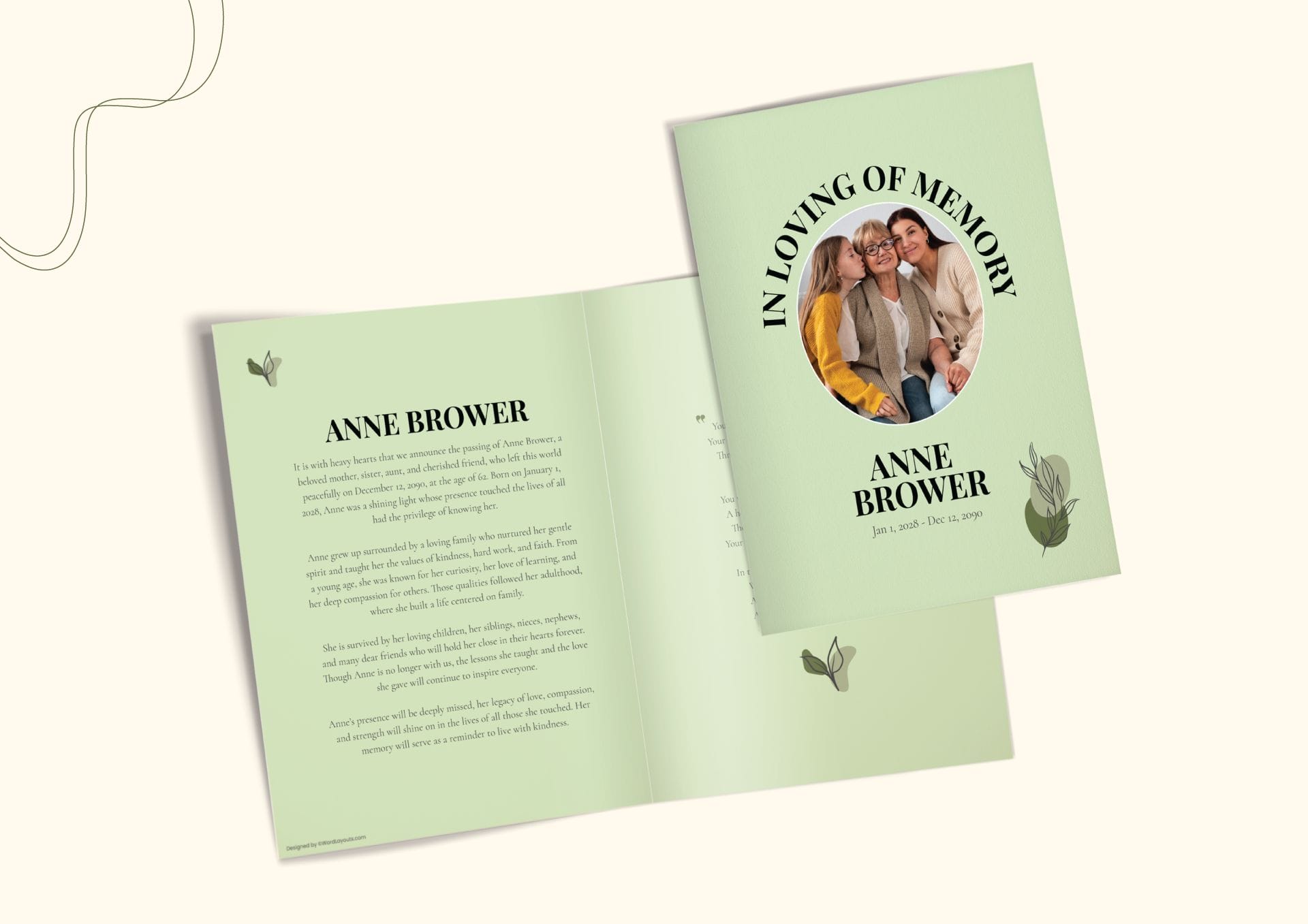 Peace Eternal Funeral Program Template - WordLayouts