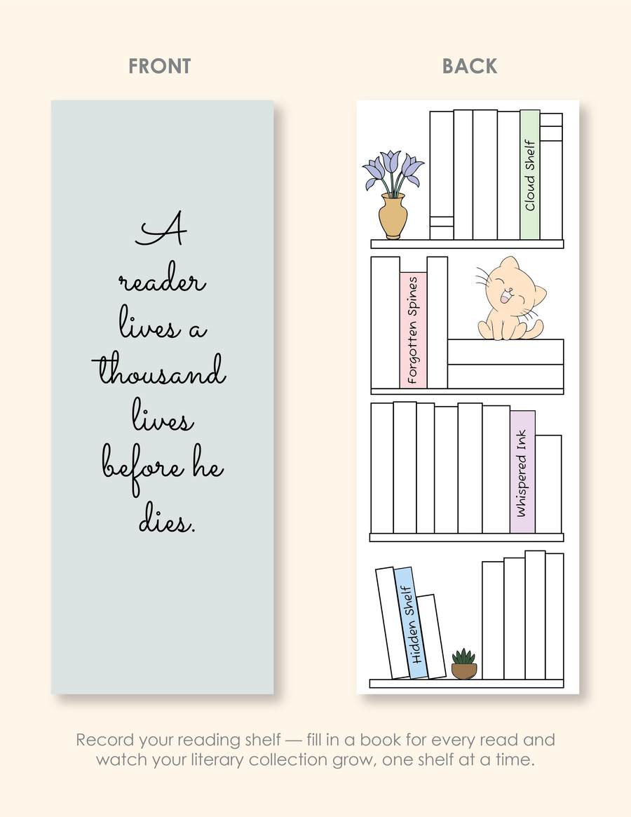 Reading Shelf Record Bookmark Template - WordLayouts