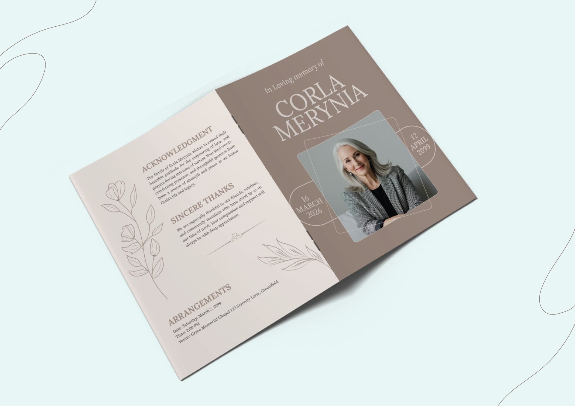 Resting in Grace Funeral Program Template - WordLayouts