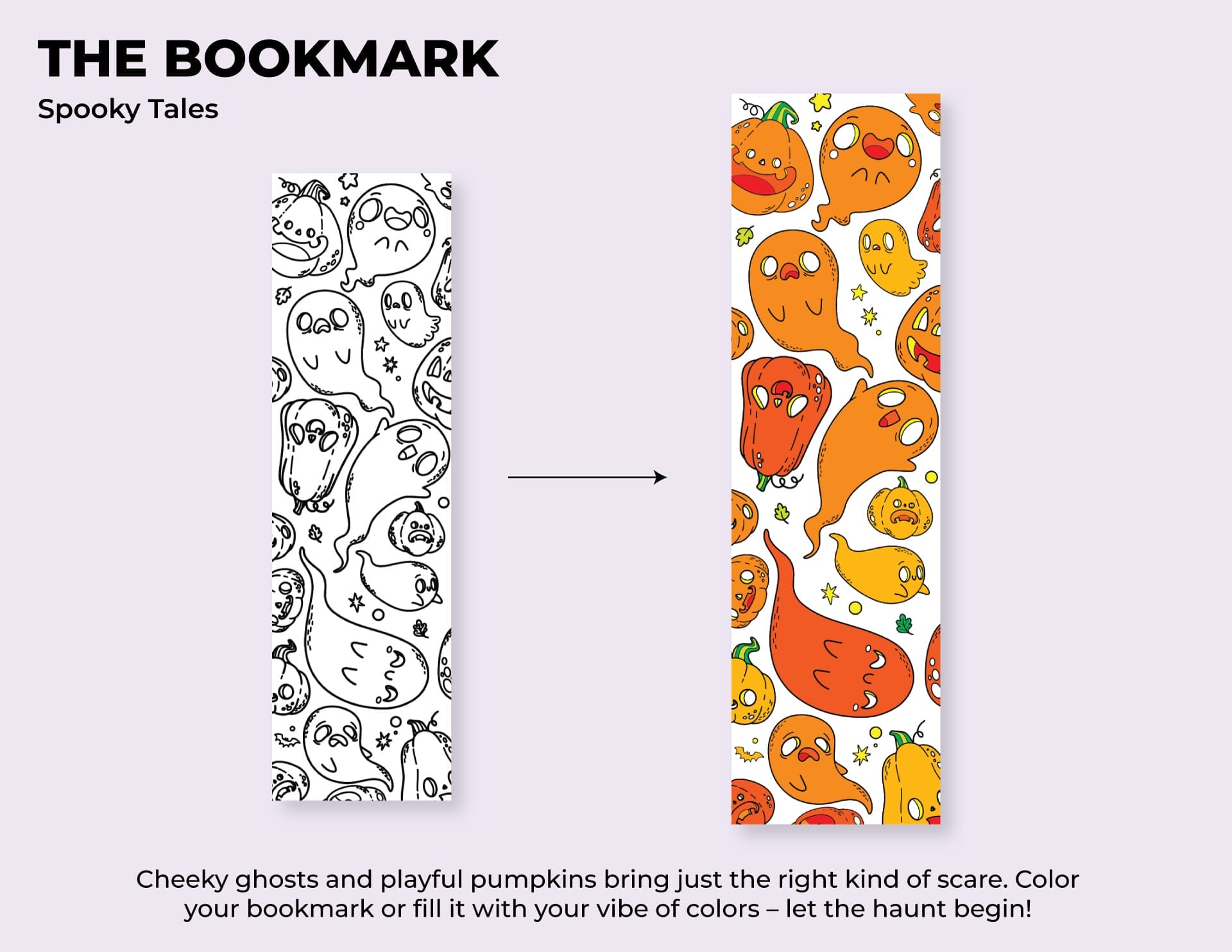 Spooky Tales Coloring Bookmark Template