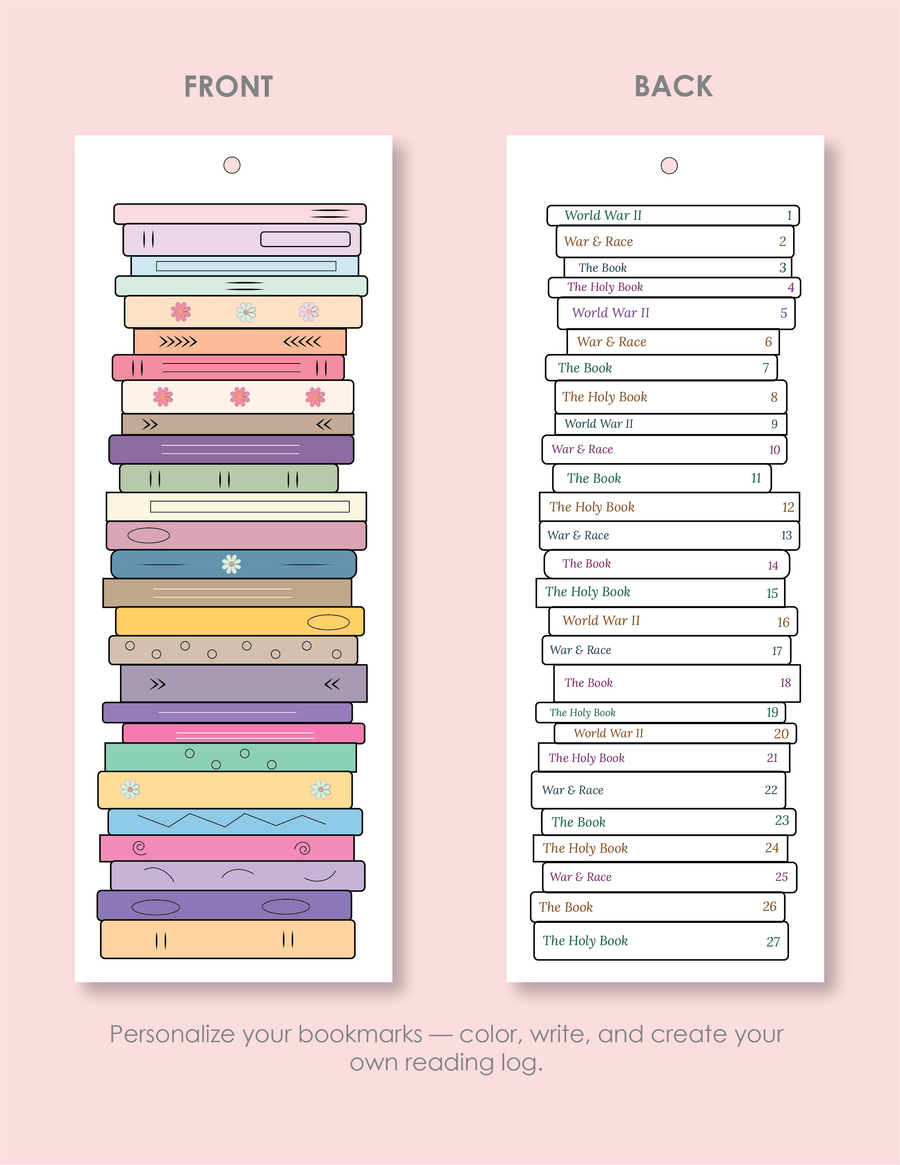 The Book Ladder Bookmark Template - WordLayouts