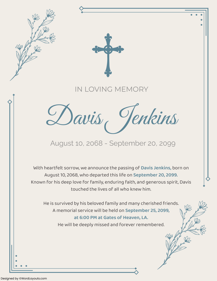 Simple Obituary Template - WordLayouts