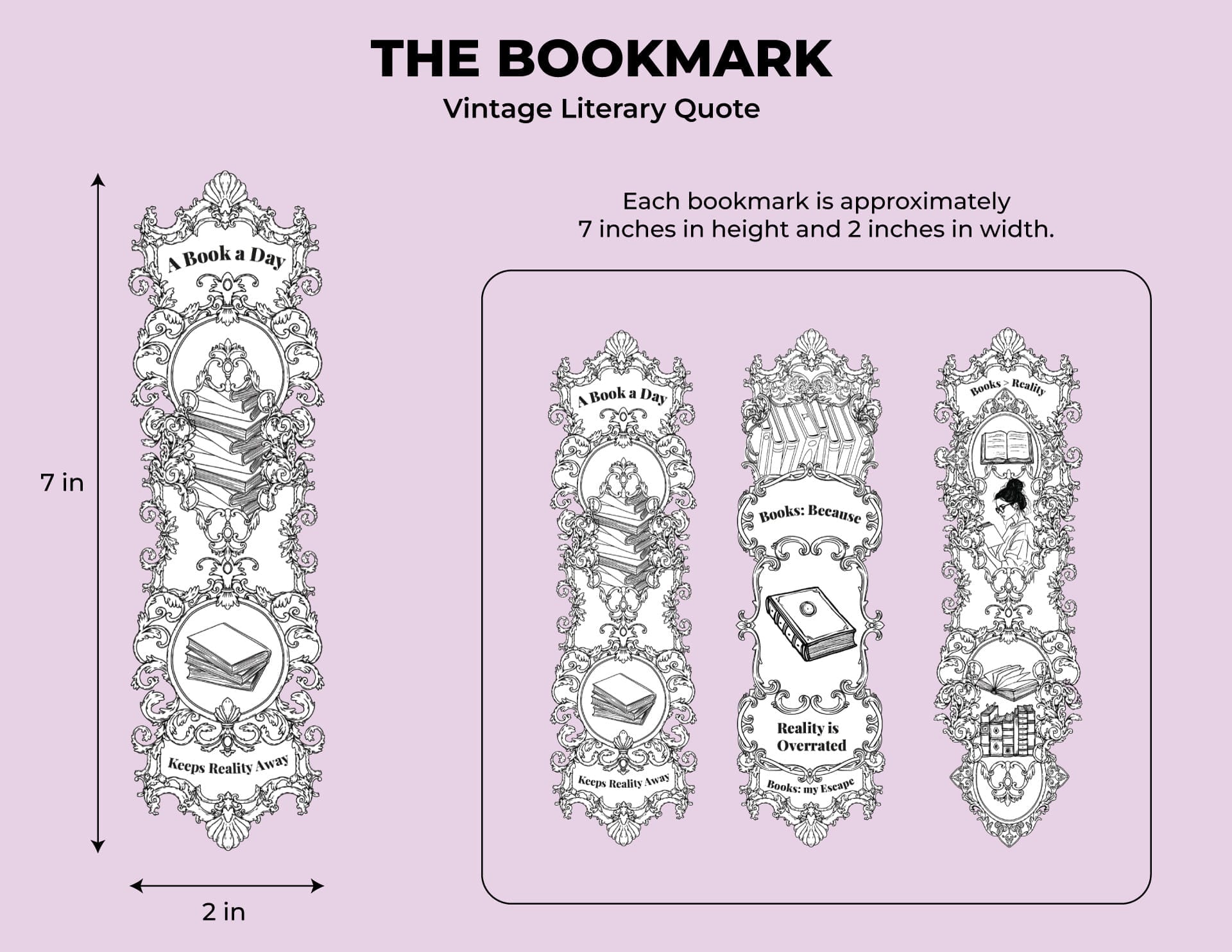 Vintage Literary Quote Coloring Bookmark Template