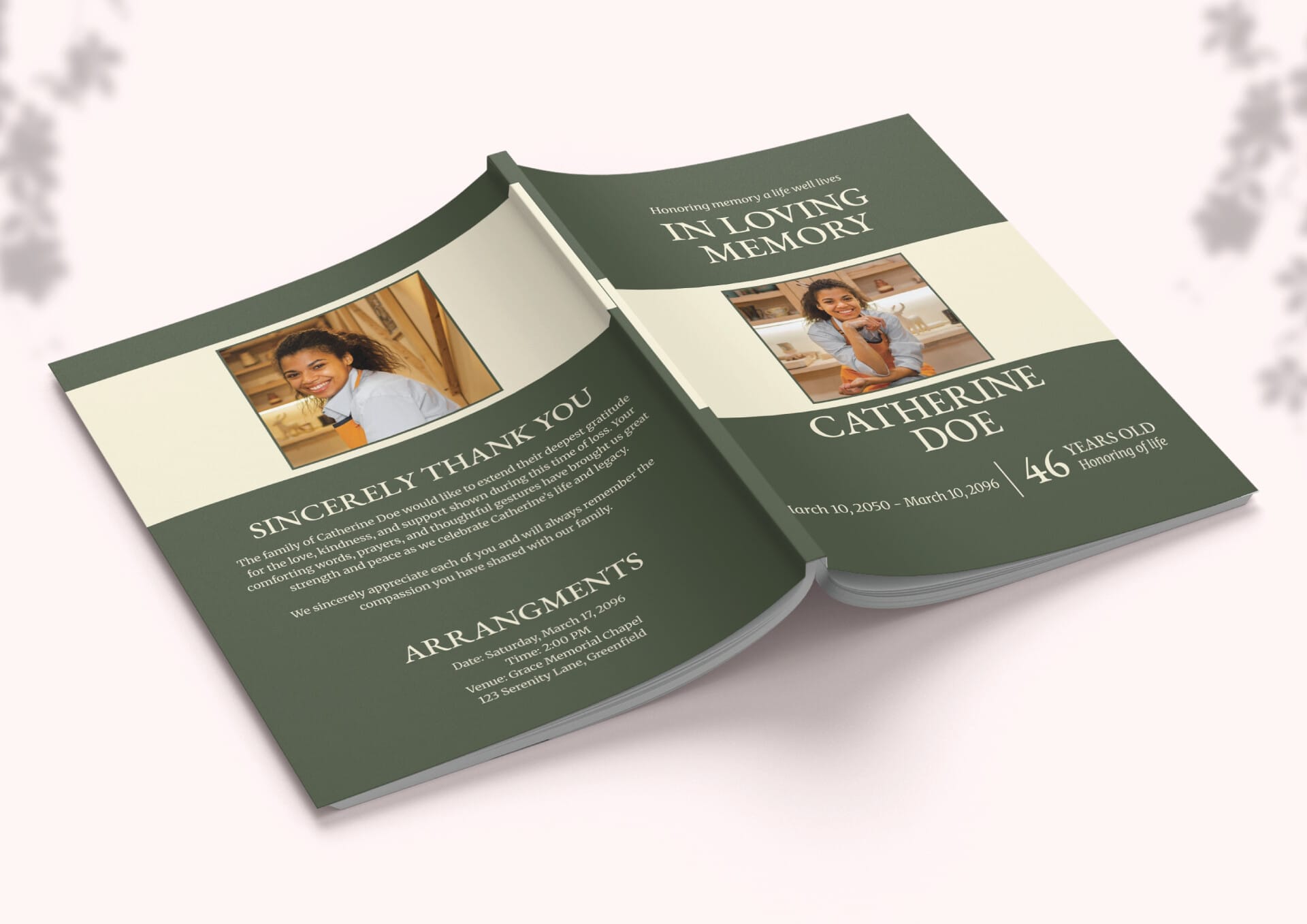 Words of Remembrance Funeral Program Template