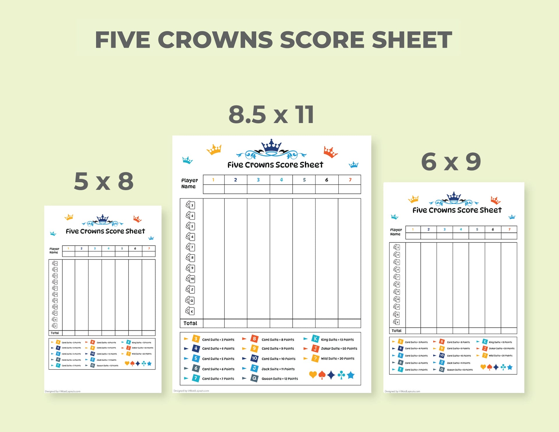 Core Edition Five Crowns Score Sheet Template