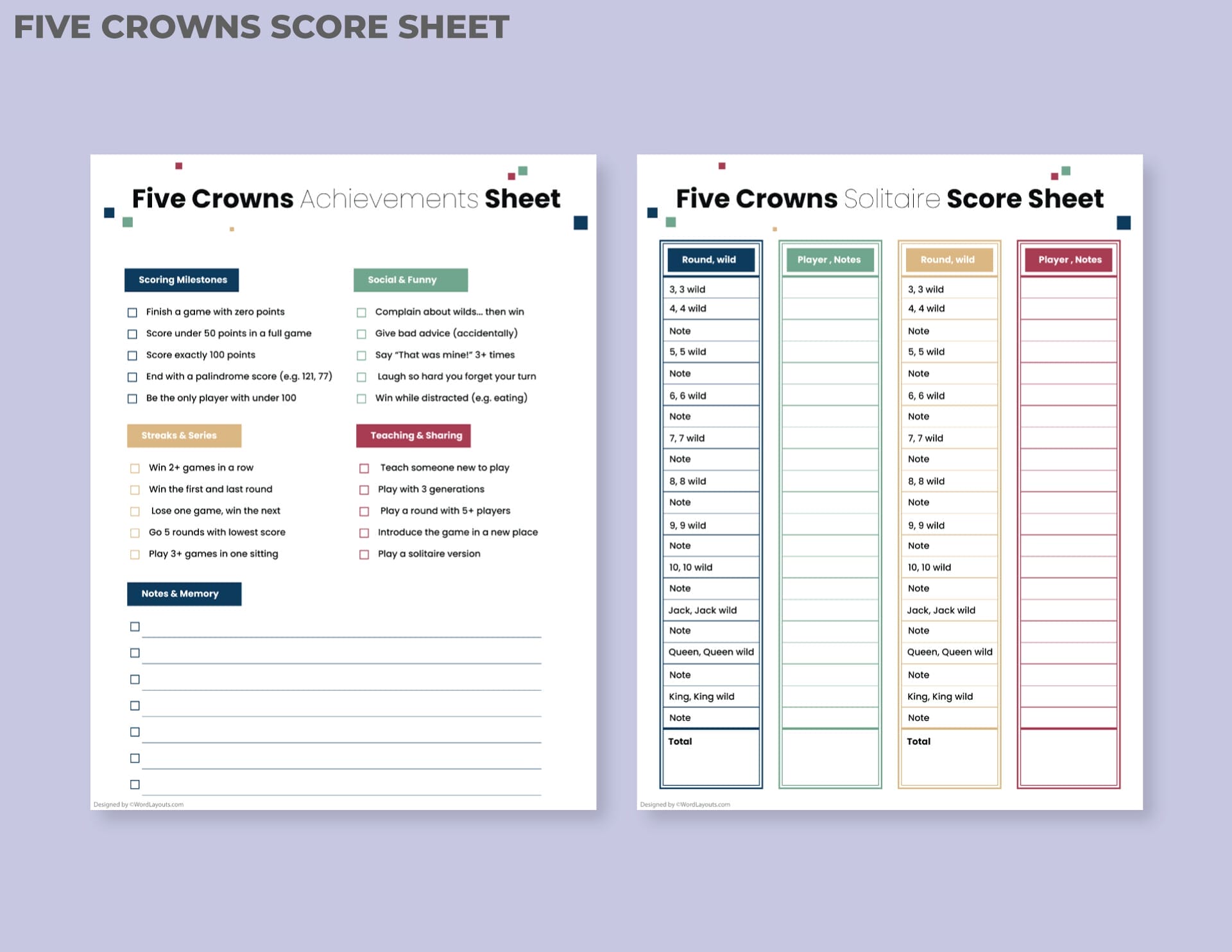 Five Crown Master Tracker Bundle - PDF