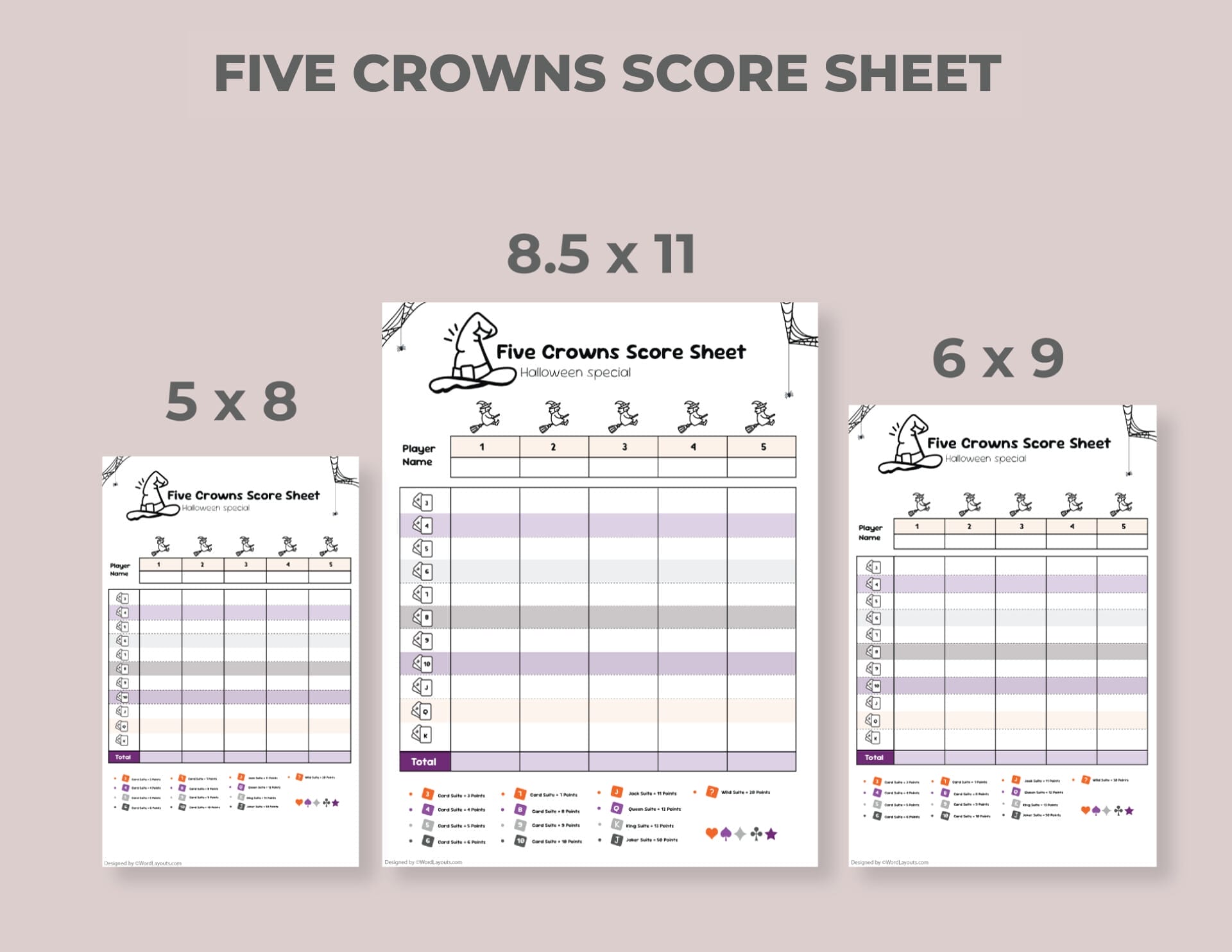 Haunted Five Crowns Score Sheet Template - WordLayouts