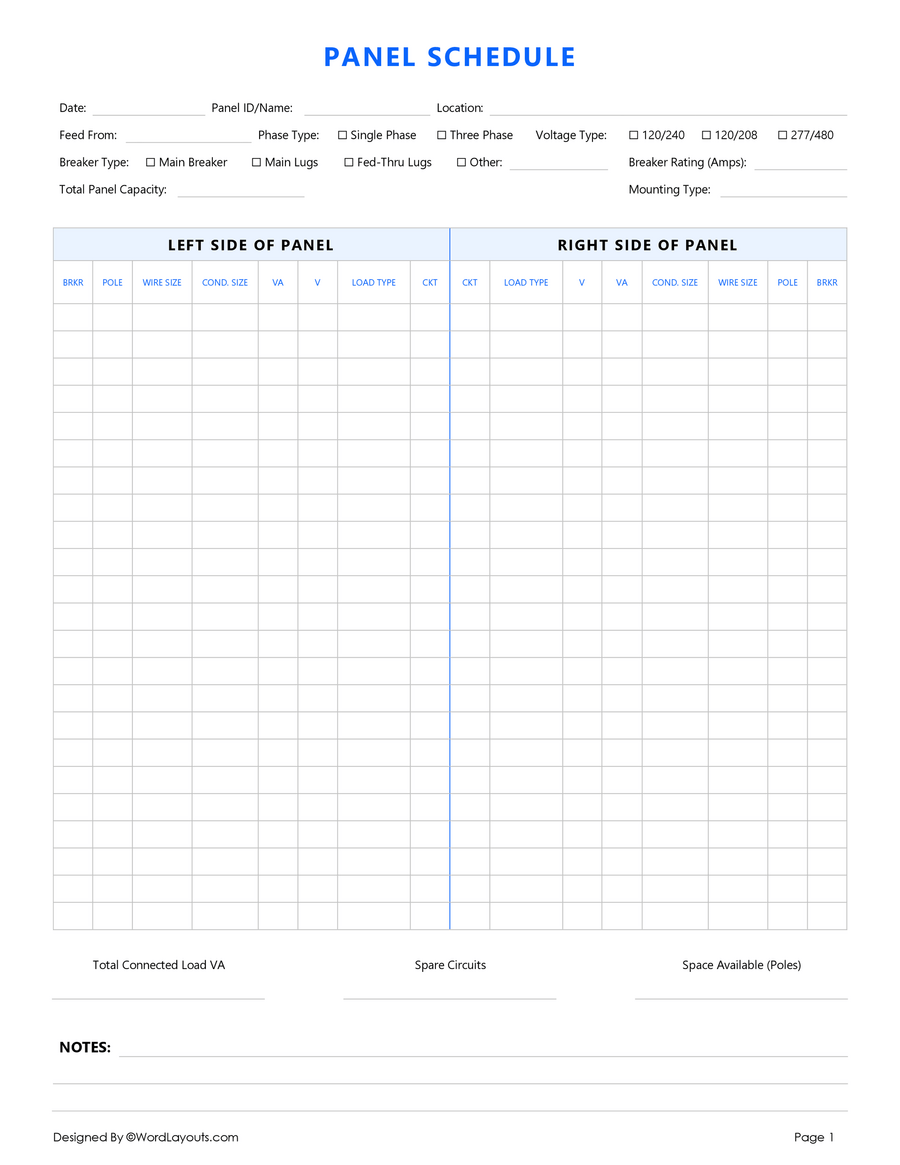 Panel Schedule Template (Word - Google Docs)