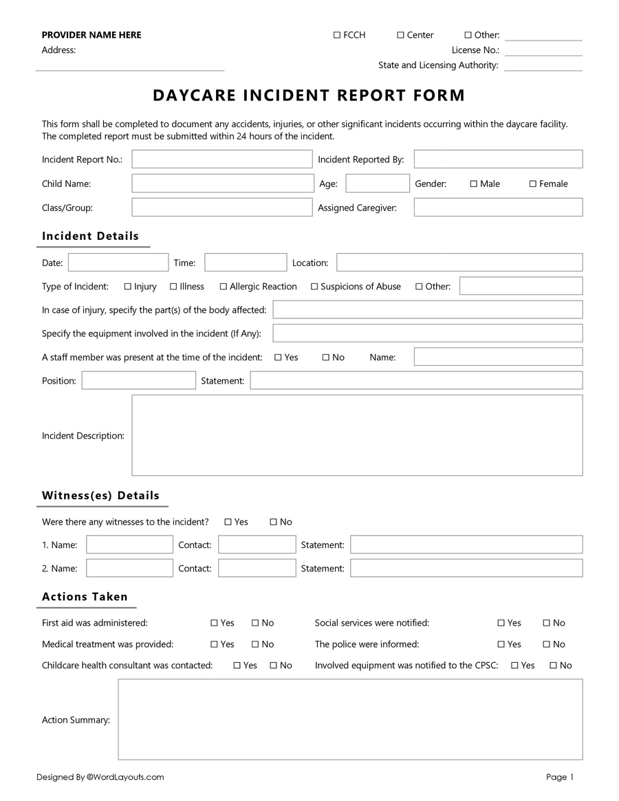 Fire Incident Report Template | Word & Google Docs