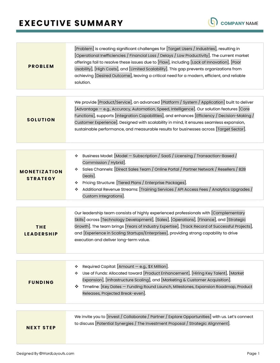 Free Executive Summary Templates (Word, Google Docs)